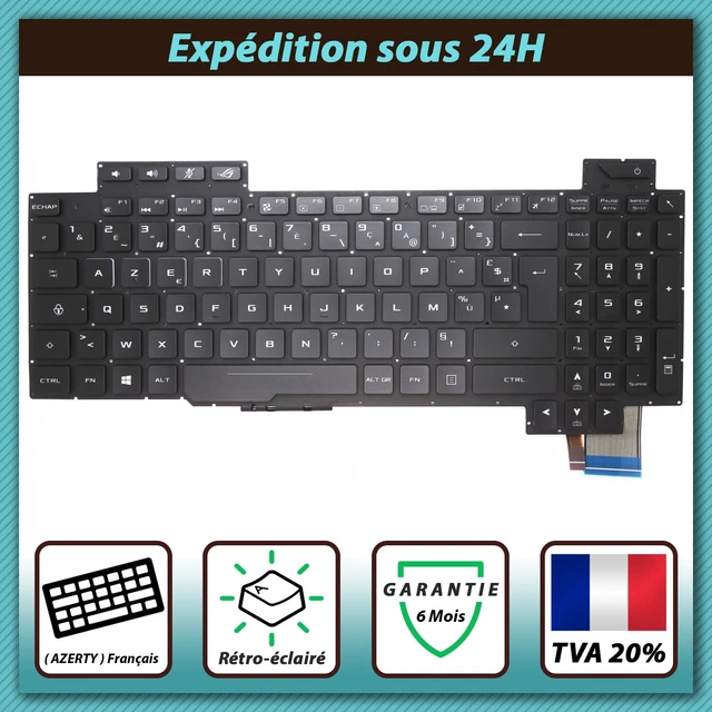 CLAVIER FRANÇAIS AZERTY POUR ASUS ROG STRIX SCAR GL703VD / GL703VM ...