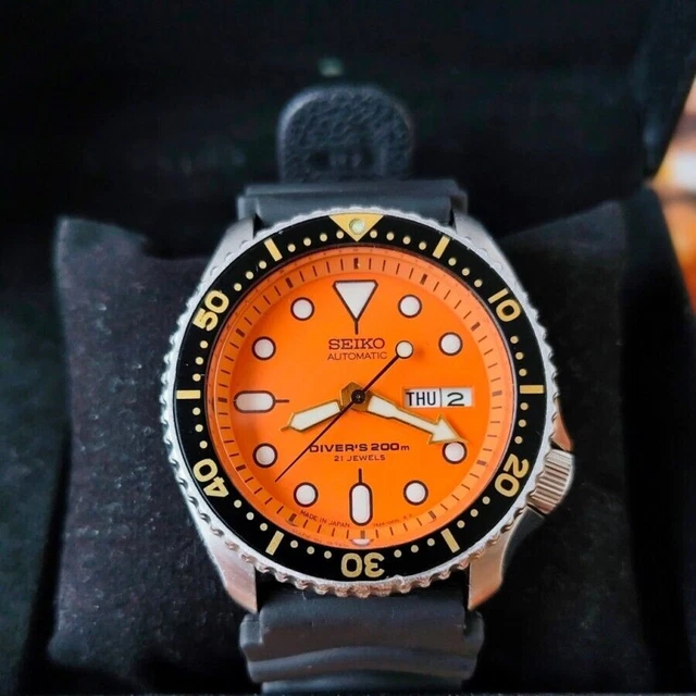 RARE SEIKO SKX011J1 Automatic 7S26-0020 Orange Dial Diver Watch Sport ...