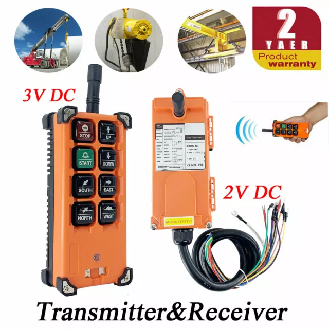 12-24V INDUSTRIAL TRANSMITTER&RECEIVER Hoist Crane Radio Wireless ...