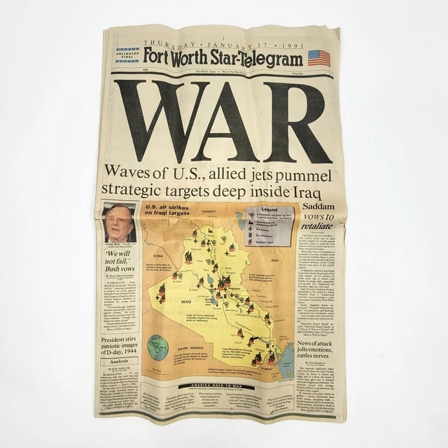 FORT WORTH STAR Telegram Guerra del Golfo 17 gennaio 1991 Operazione ...