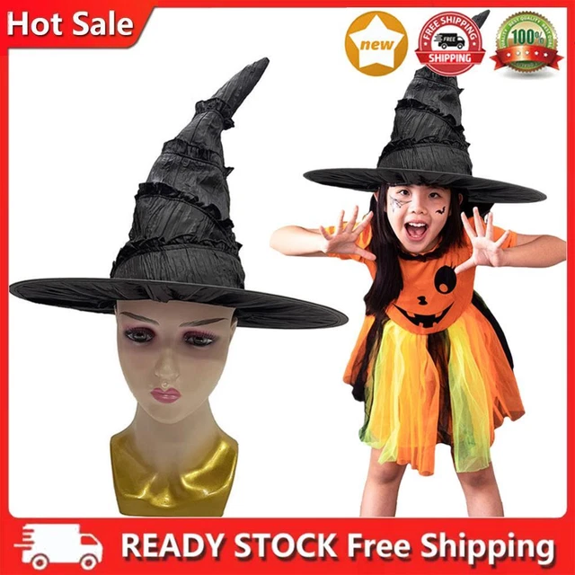 WITCH HAT RETRO Black Witch Wizard Hat Witches Hats Cosplay Costume Accessory UK £6.71 - PicClick UK