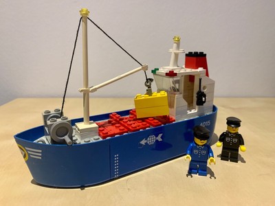 LEGO SET 4015 Ship Freighter Blue White With Crane And Mini Figures £19 ...