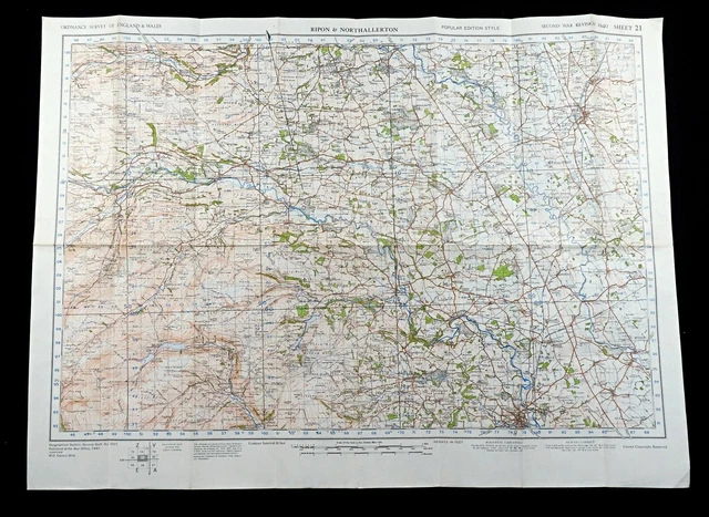 WW2 MILITARY MAP Ripon Northallerton Catterick Army Camp War Office ...
