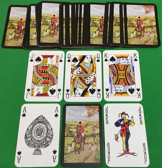 OLD 1960S VINTAGE * HUNTING HORSES + DOGS * Pack Playing Cards Art ...