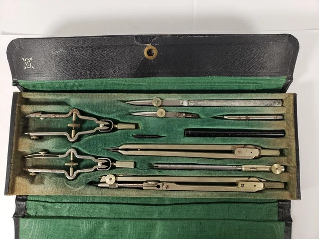 VTG/ANTIQUE ENGINEERING DRAWING Tools Drafting Protractor Compass Set ...