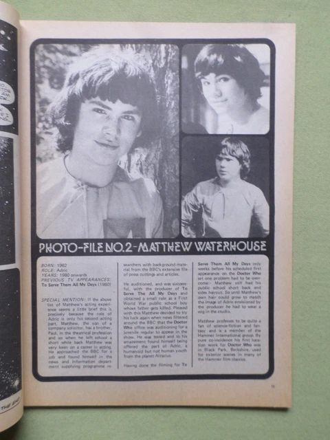 DOCTOR WHO MONTHLY- William Hartnell Matthew Waterhouse- #50 - Inc Free ...