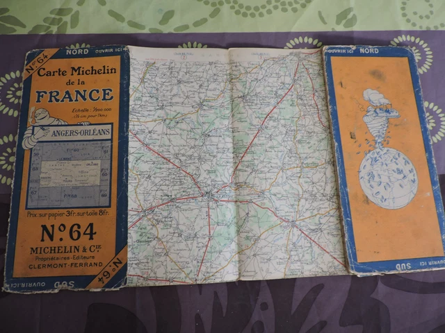 ANCIENNE CARTE MICHELIN n° 64 ANGERS-ORLEANS Map Karte Ed 1925 EUR 5,00 ...