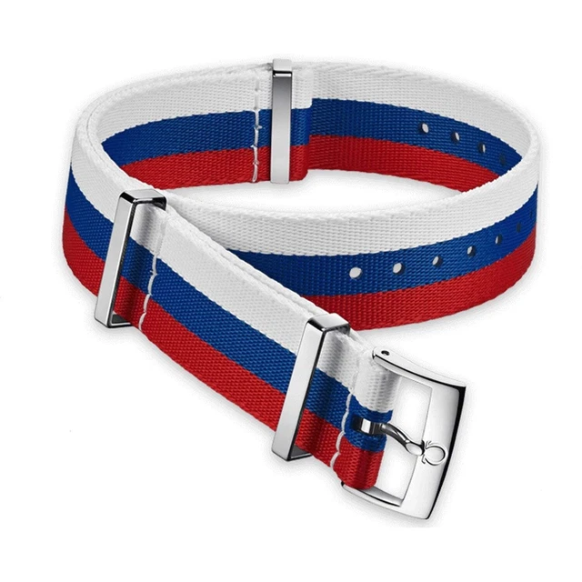 OMEGA NATO RED/WHITE/BLUE Strap 22MM Standard Buckle Ref 031CWZ010646 ...