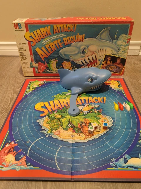 VINTAGE 1988 MILTON Bradley Shark Attack Board Game Complete Working ...