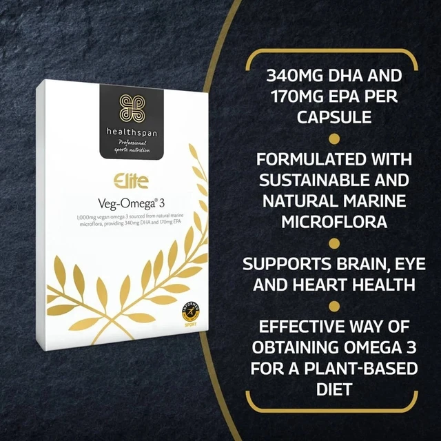 HEALTHSPAN ELITE VEG-OMEGA 3. 1,000mg. 60 Capsules. Expiry Date 01/2026 ...