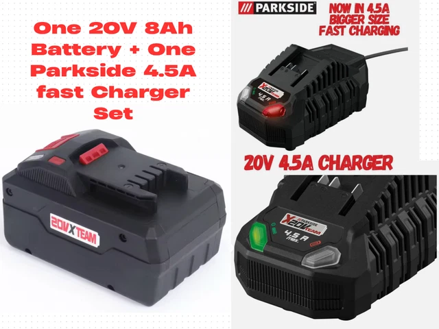 PARKSIDE PERFORMANCE 20V 8Ah Battery 20 V Series + Parkside 4.5A fast ...