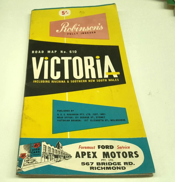 1950S ? ROBINSONS Road MAP of VICTORIA Australia $24.95 - PicClick AU