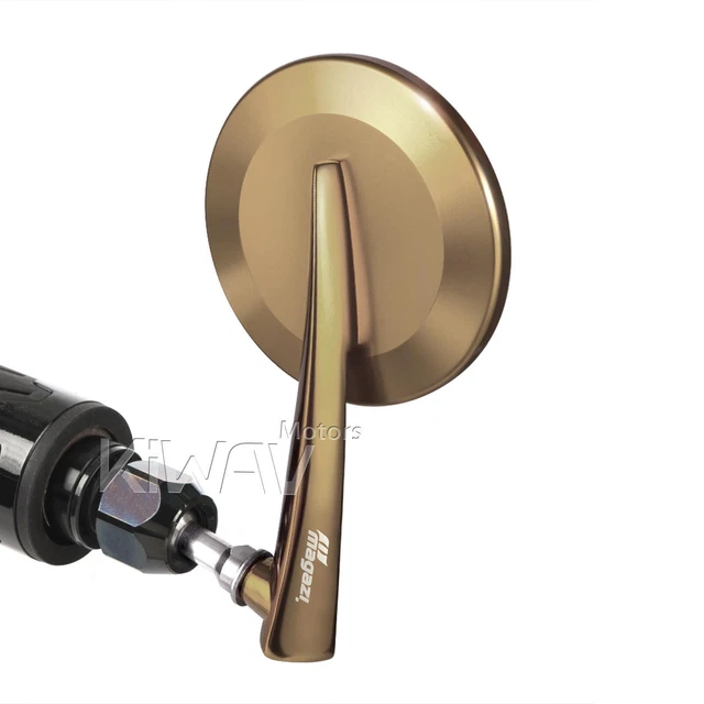 ROUND MINI BAR end mirror LEFT titanium gold convex threaded handlebar ...