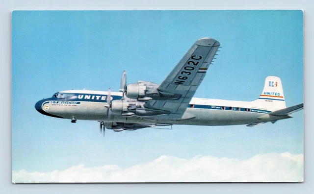 UNITED AEROLÍNEAS DC-7 Mainliner Avión Línea Aérea Edición Unp Cromo ...