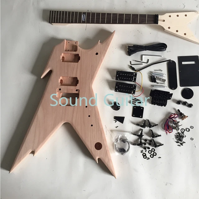 UNFINISHED DIY BUILD 6 String Electric Guitar Modern Shape with Black ...