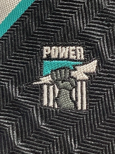 PORT POWER LOGO Neck Tie AFL Team Colours Black White Teal Stripe Port ...