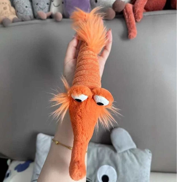 JELLYCAT SHELDON SOFT Toy:Orange Shrimp Prawn Sea Creature Beanie Plush ...