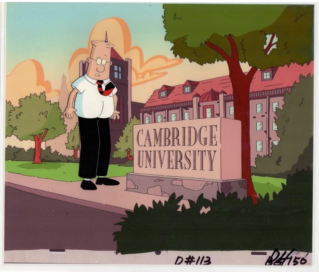 ORIGINAL DILBERT ANIMATION Cel: DILBERT At Cambridge University w ...