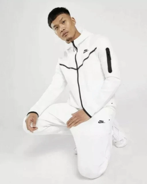 Nike Sportswear Tech Fleece Mens Full Tracksuit Hoodie Pants White Size