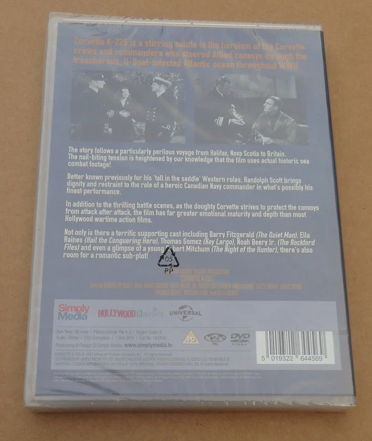 CORVETTE K-225 (JAMES Brown, Randolph Scott 1943 Film Unopened DVD Ex £ ...