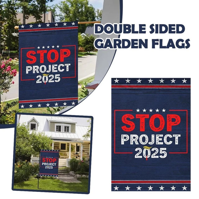 STOP PROJECT 2025 Double Sided Garden Flags Save Democracy Flags Signs ...