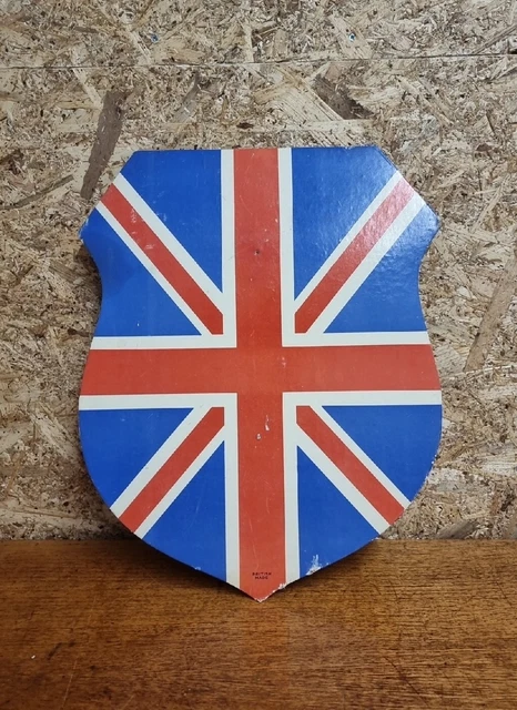 VINTAGE UNION JACK Cardboard Shield Sign Motorsport Event? Advertising ...