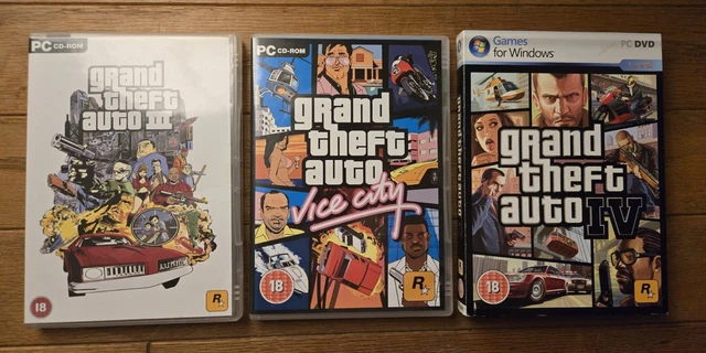 GRAND THEFT AUTO PC Bundle GTA 3 - Vice City - GTA IV in foldout card ...