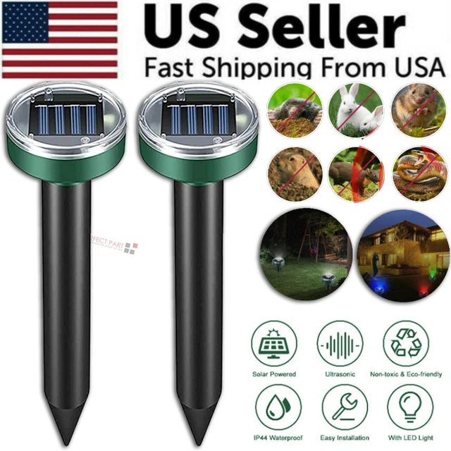 SOLAR POWER ANIMAL Ultrasonic Repellent Mice Gopher Mole Pest Snake ...