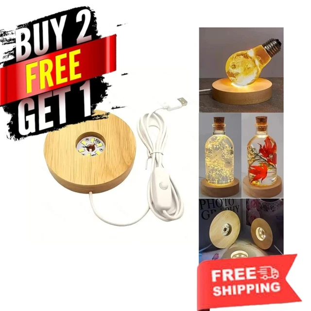 WOOD DESKTOP DECORATIVE Lights Light Base Night Light Wooden Led Usb ...