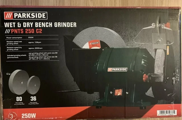 PARKSIDE WET AND Dry Bench Grinder PNTS 250 C2 250W fast and slow ...
