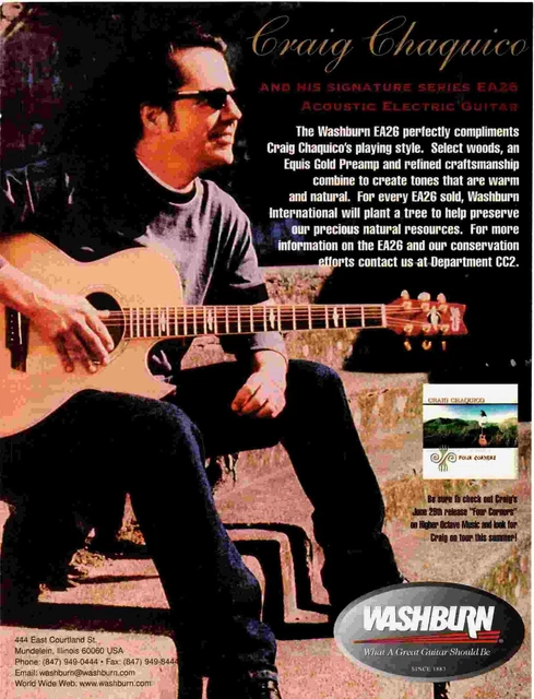 PPOT1 11X8 Advert/Picture - Washburn Ea26 Guitar - Craig Chaquico £8.99 ...