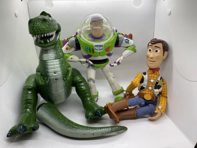 DISNEY TOY STORY Thinkway Woody Buzz Lightyear Rex Dinosaur Talking ...