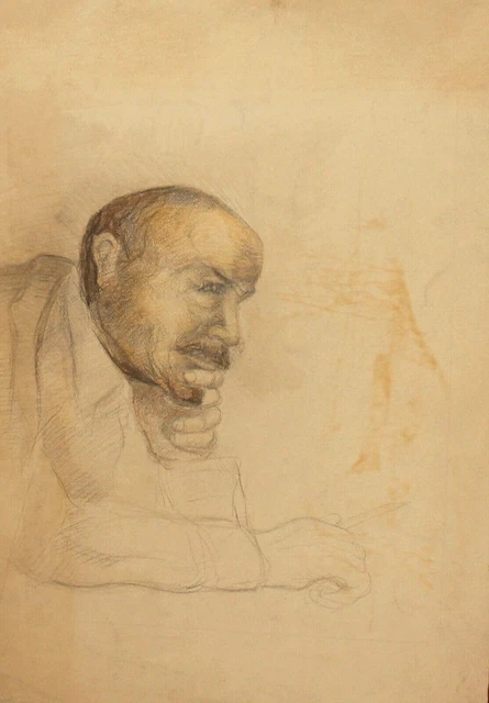 VINTAGE PENCIL DRAWING study Vladimir Lenin portrait £93.31 - PicClick UK