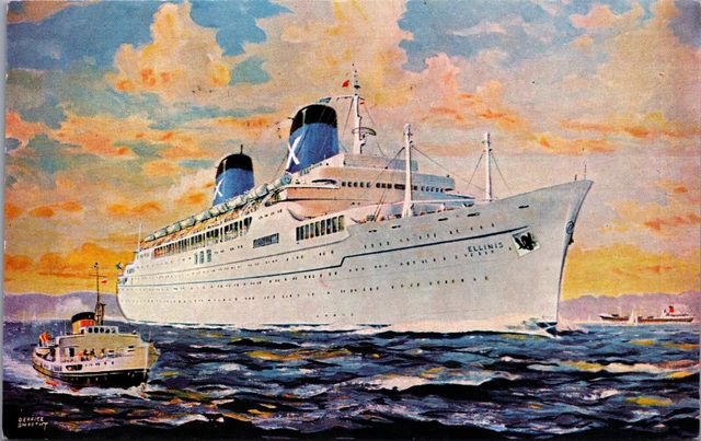 R.H.M.S ELLINIS CHANDRIS Lines Ship Vintage Postcard C343 £6.25 ...