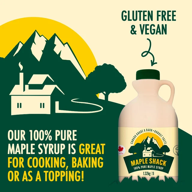 MAPLE SHACK 100% Pure Canadian Maple Syrup 1l - Grade A, Dark Maple ...