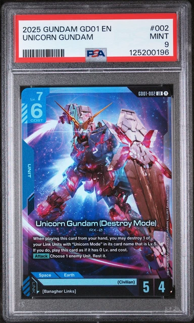 2025 GUNDAM NEWTYPE Rising #002 Unicorn Gundam (Destroy Mode) Psa 9 £68.43 - PicClick UK