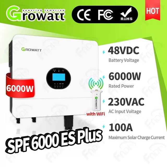 GROWATT INVERTER SPF 6000 ES Plus Single Phase 6KW Off Grid Inverter ...