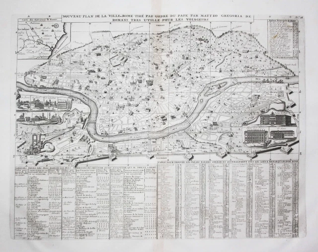 ROMA ROM ROME Plan Italia Mappa Engraving Incisione Chatelain 1720 EUR ...