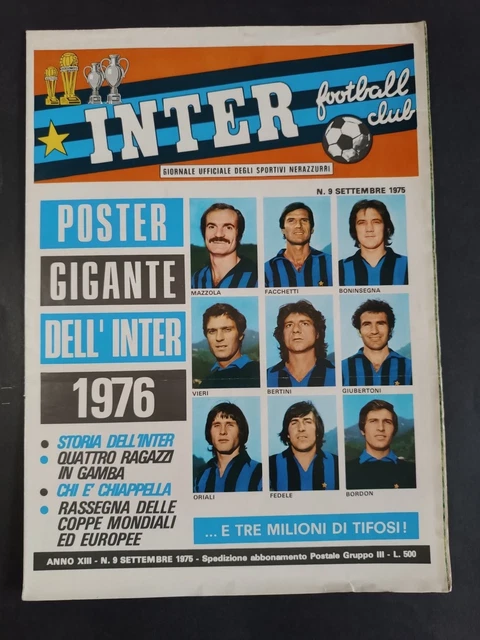 RIVISTA INTER FOOTBALL club n. 9 (1975) POSTER GIGANTE EUR 20,00 ...