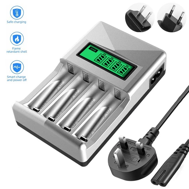 4 SLOTS ADAPTER LCD Display AA/AAA Battery Charger Charging Tool NiCd ...