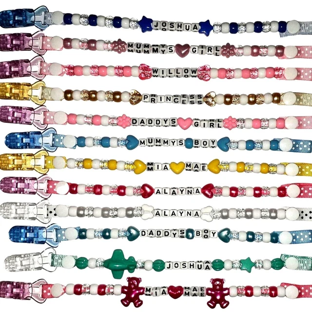 PERSONALISED BOYS AND Girls Dummy Clips various colours and clip £3.65 ...