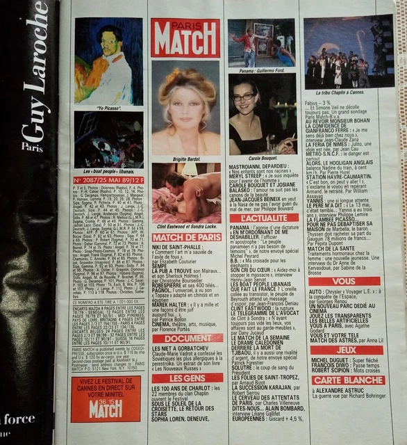 PARIS MATCH N° 2087 du 25 mai 1989 - Brigitte Bardot / S.O.S. animaux ...