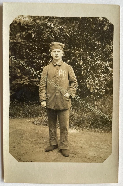 ORIG. FOTO AK Soldat WK1 PW deutscher Kriegsgefangener Prisonier de ...