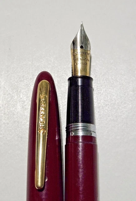 VINTAGE SHEAFFER SARATOGA Snorkel Burgundy 14K Gold Nib Fountain Pen ...