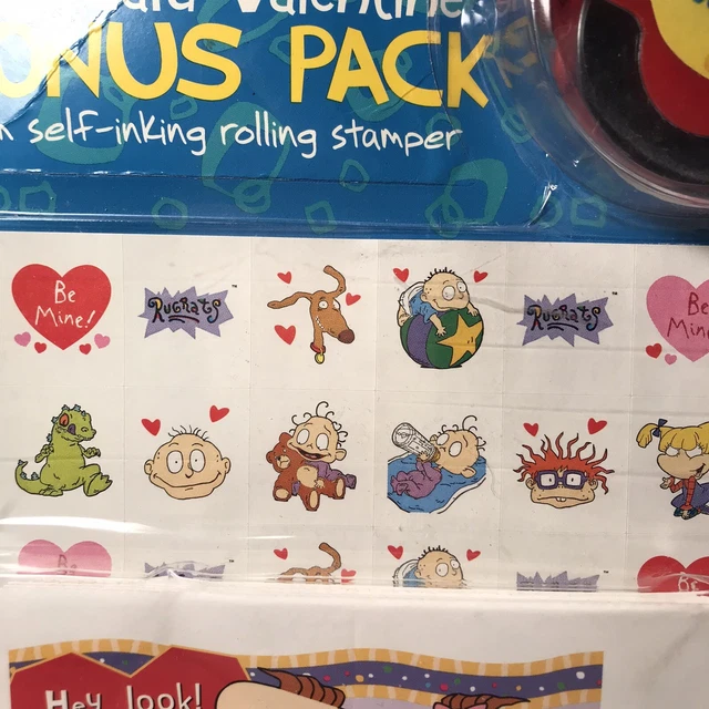 1999 VINTAGE NICKELODEON RUGRATS 40 Valentines Stickers Rolling Stamper ...