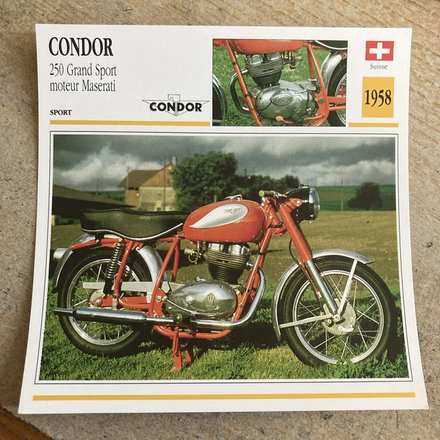 CONDOR 250 GRAND Sport Engine Maserati 1958 Card Moto Collection Atlas ...