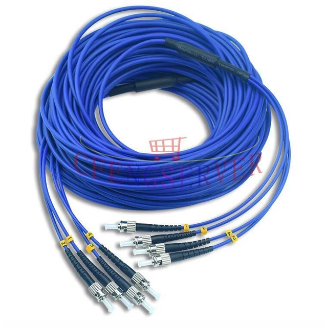 10M ARMORED FIBER Patch Cord SM 4 Strand Fiber Optic Cable ST-ST UPC 4 ...