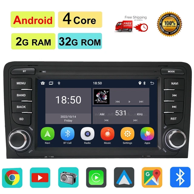 32G CARPLAY ANDROID 12 Autoradio GPS Navi RDS BT EQ USB per Audi A3 S3 RS3 8P 8V EUR 187,06 ...