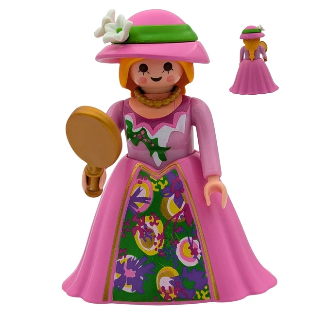 PLAYMOBIL FIGURINE PRINCESSE robe rose miroir médiéval château lâche ...