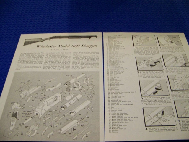 WINCHESTER MODEL 1897 Shotgun..takedown/Exploded View/Parts Legend ...